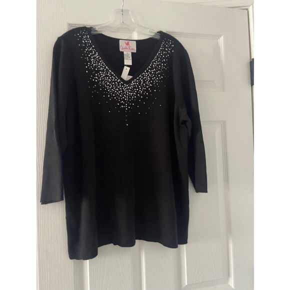 The Quaker Factory | Sweaters | Quaker Factory Black Beaded Sweater Xl ...